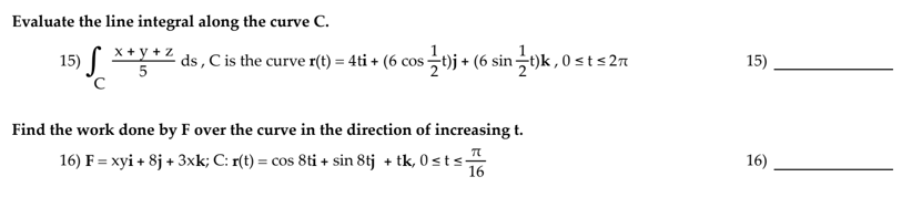 Solved Evaluate the line integral along the curve C x+y+z | Chegg.com