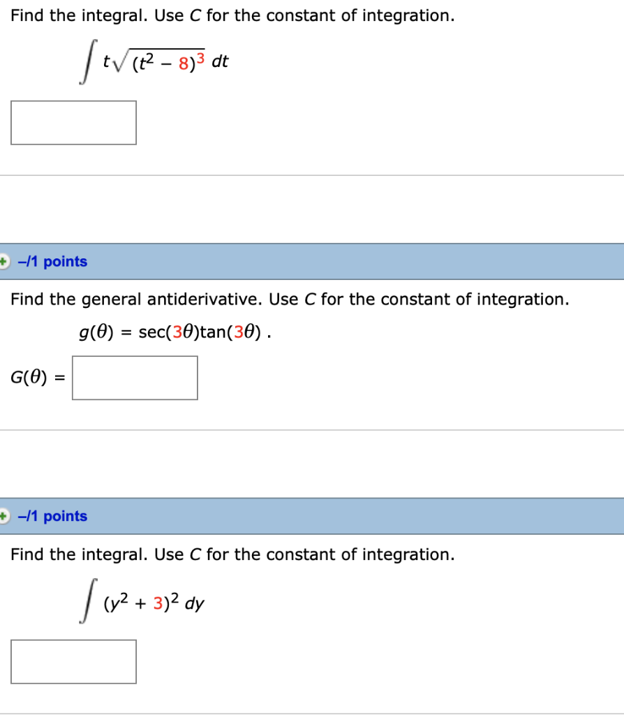 Solved Find the integral. Assume m 0. Use c for the constant | Chegg.com
