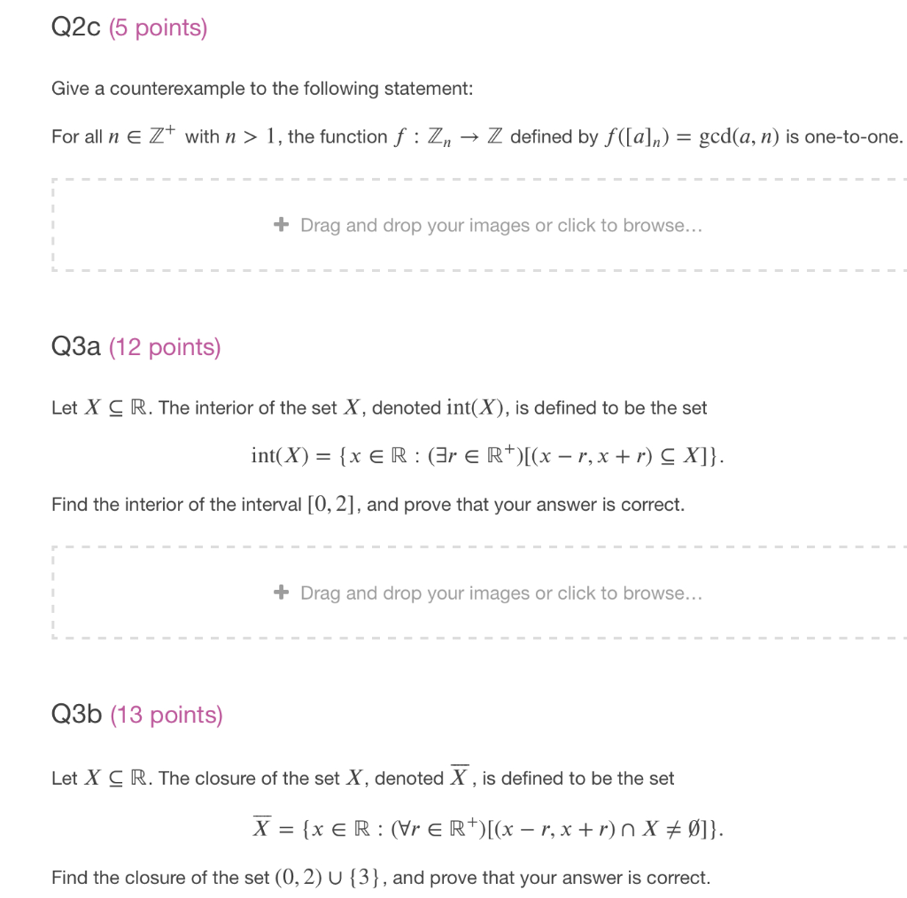 Solved Q2C (5 points) Give a counterexample to the following | Chegg.com