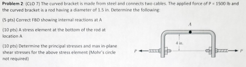 Solved Problem 2: (CLO 7) The curved bracket is made from | Chegg.com