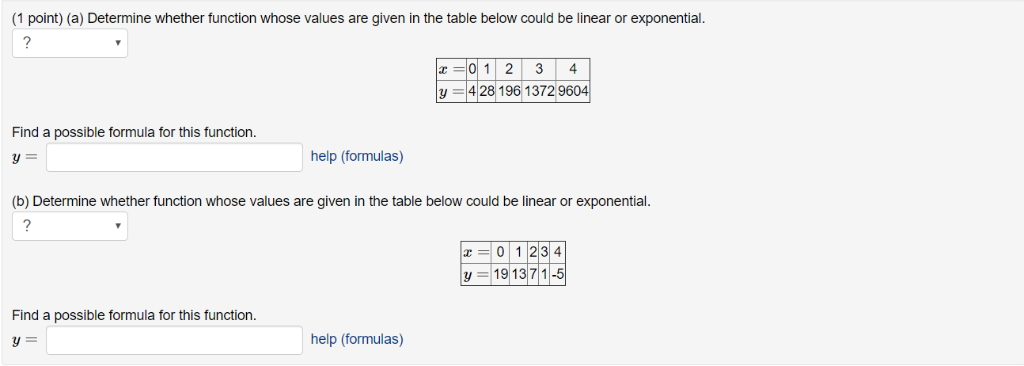Solved (1 point) (a) Determine whether function whose values | Chegg.com