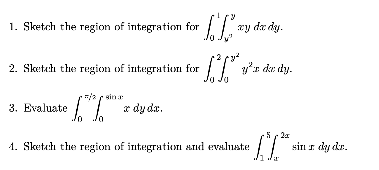 Solved 1. Sketch the region of integration for | Chegg.com