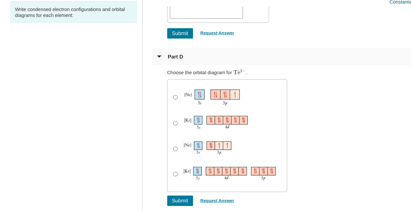 Solved Constants Write condensed electron configurations and | Chegg.com