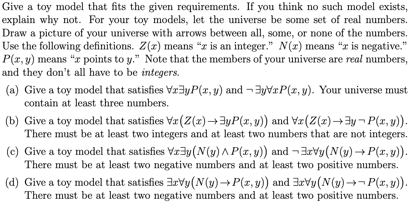 Solved Give a toy model that fits the given requirements. If | Chegg.com