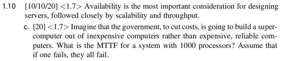 Solved 1.10[10/10/20] Availability is the most | Chegg.com