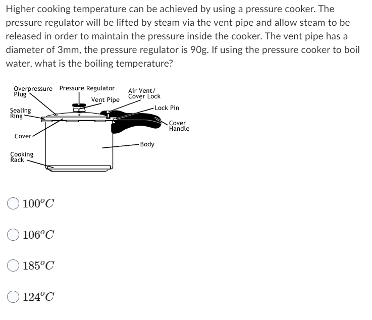 Solved Higher cooking temperature can be achieved by using a | Chegg.com