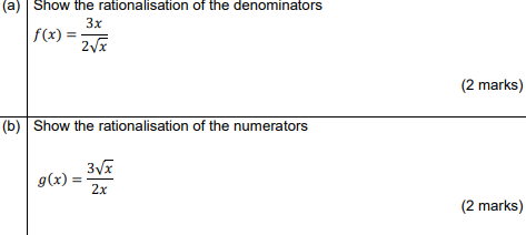 Solved (a) Show the rationalisation of the denominators 3x | Chegg.com