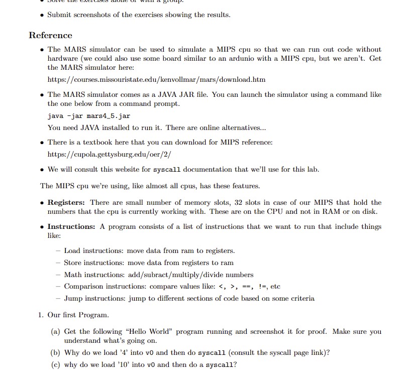 Submit screenshots of the exercises sbowing the | Chegg.com
