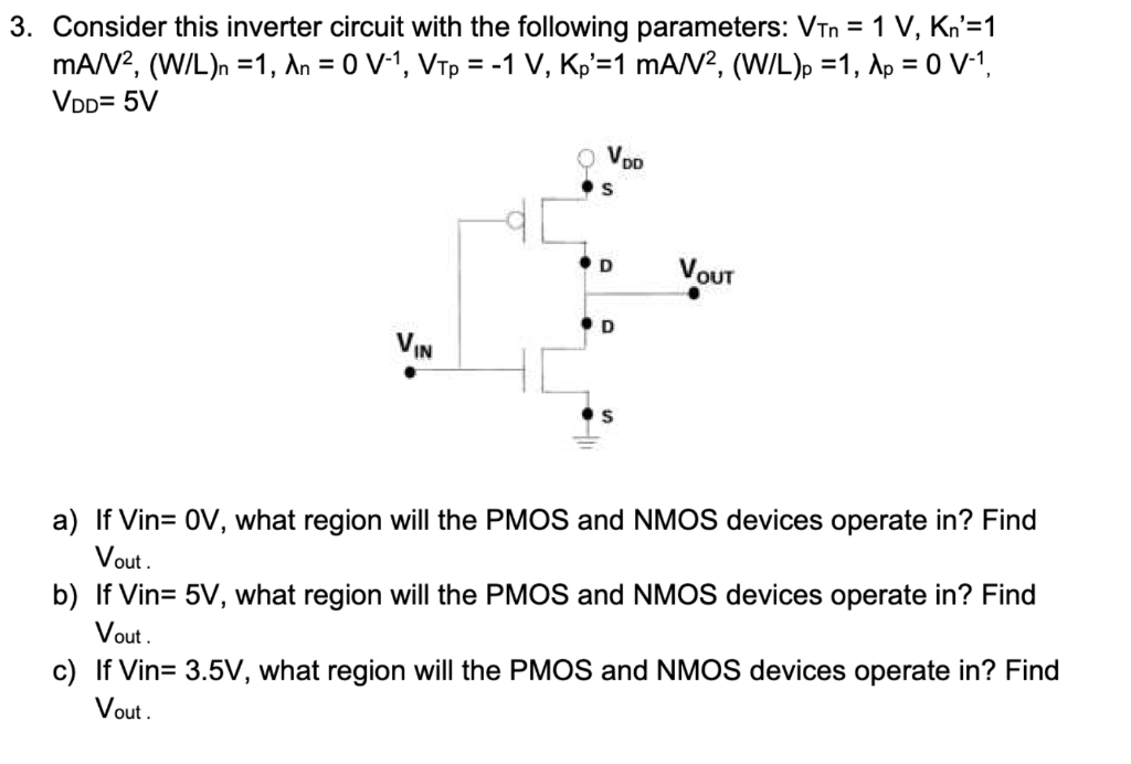 Solved Consider the inverter circuit below with the | Chegg.com