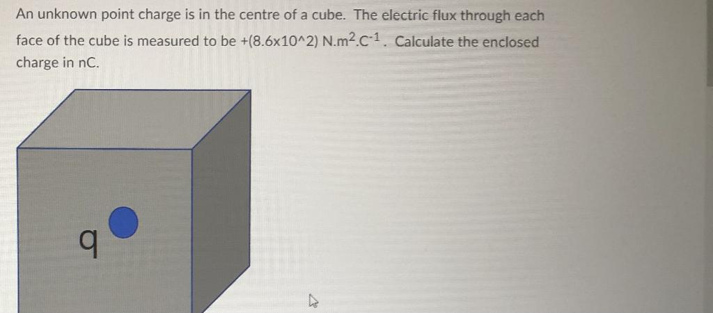 Solved An unknown point charge is in the centre of a cube. | Chegg.com