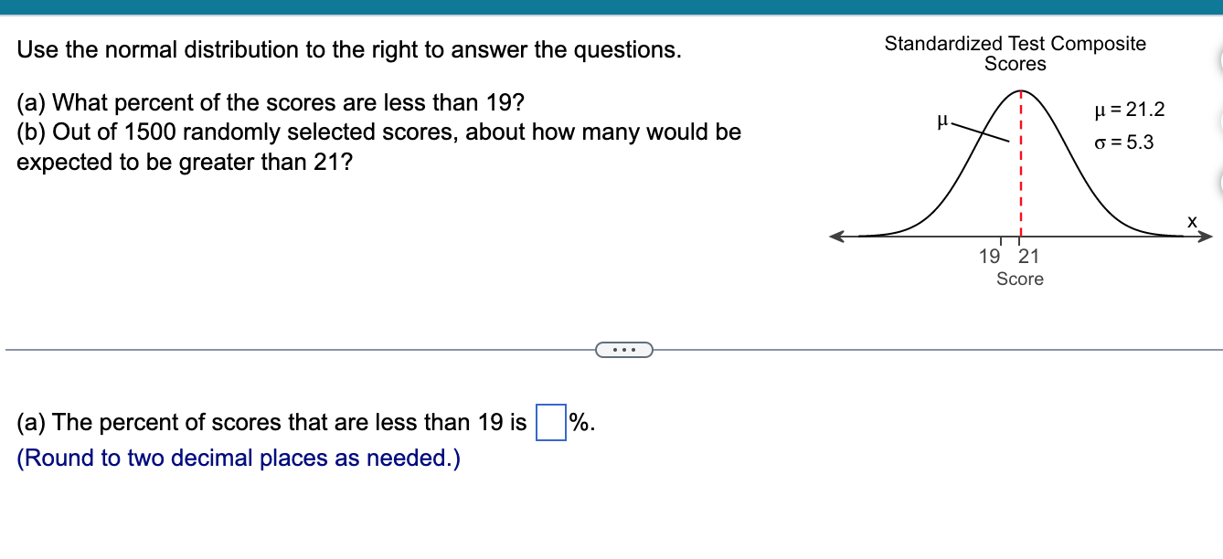 Solved Use the normal distribution to the right to answer | Chegg.com