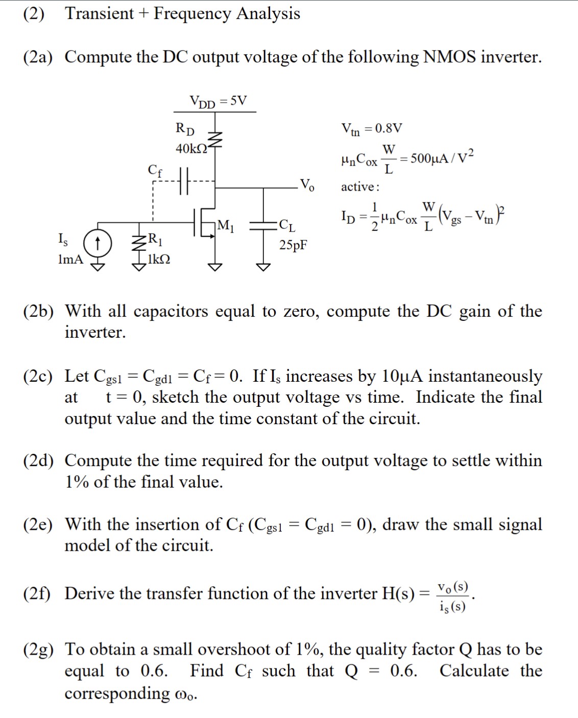 Solved (2) Transient + Frequency Analysis (2a) Compute the | Chegg.com
