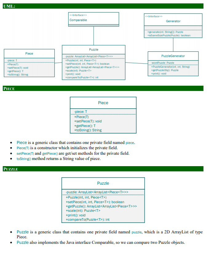 Solved UML: > Comparable Generator + generate(int, | Chegg.com