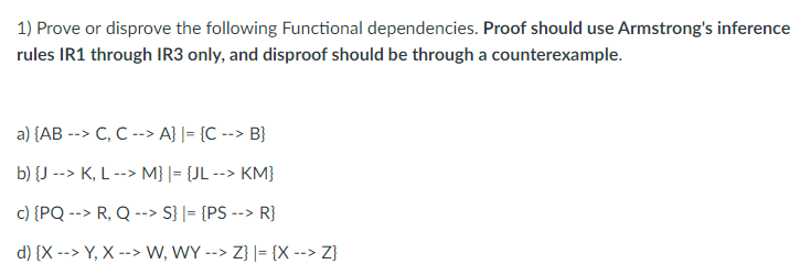 Solved 1) Prove or disprove the following Functional | Chegg.com