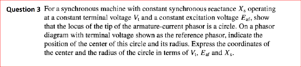 Solved on 3 For a synchronous machine with constant | Chegg.com