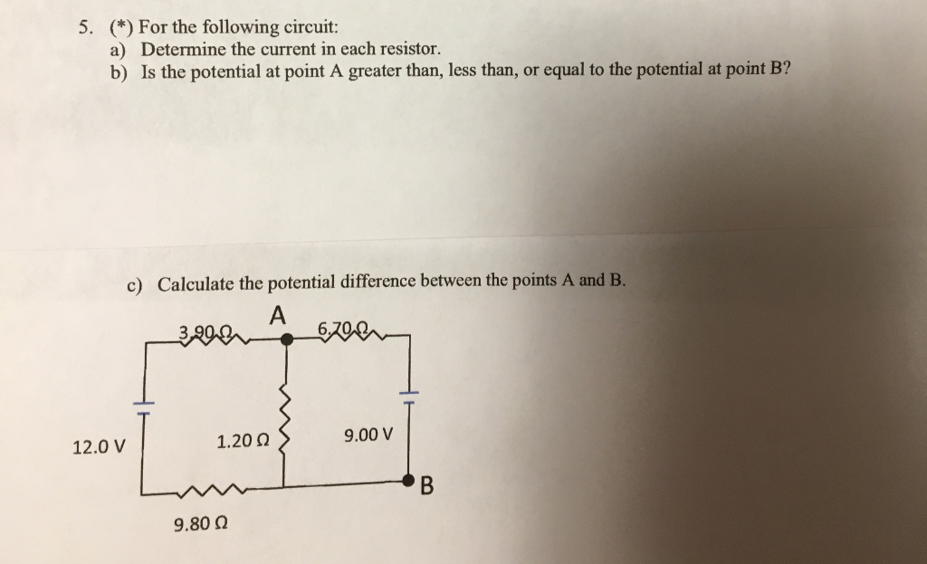Solved 5. (*) For the following circuit: a) Determine the | Chegg.com
