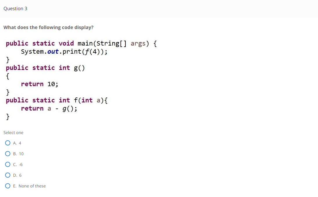 Solved Question 1 What Does The Following Code Display 