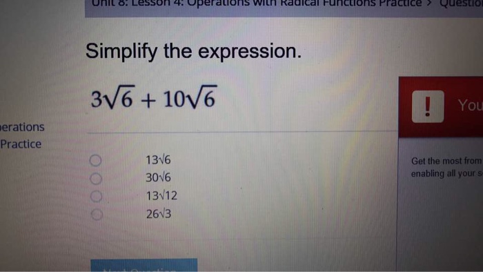 Solved Simplify the expression. 3 Squareroot 6 + 10 | Chegg.com