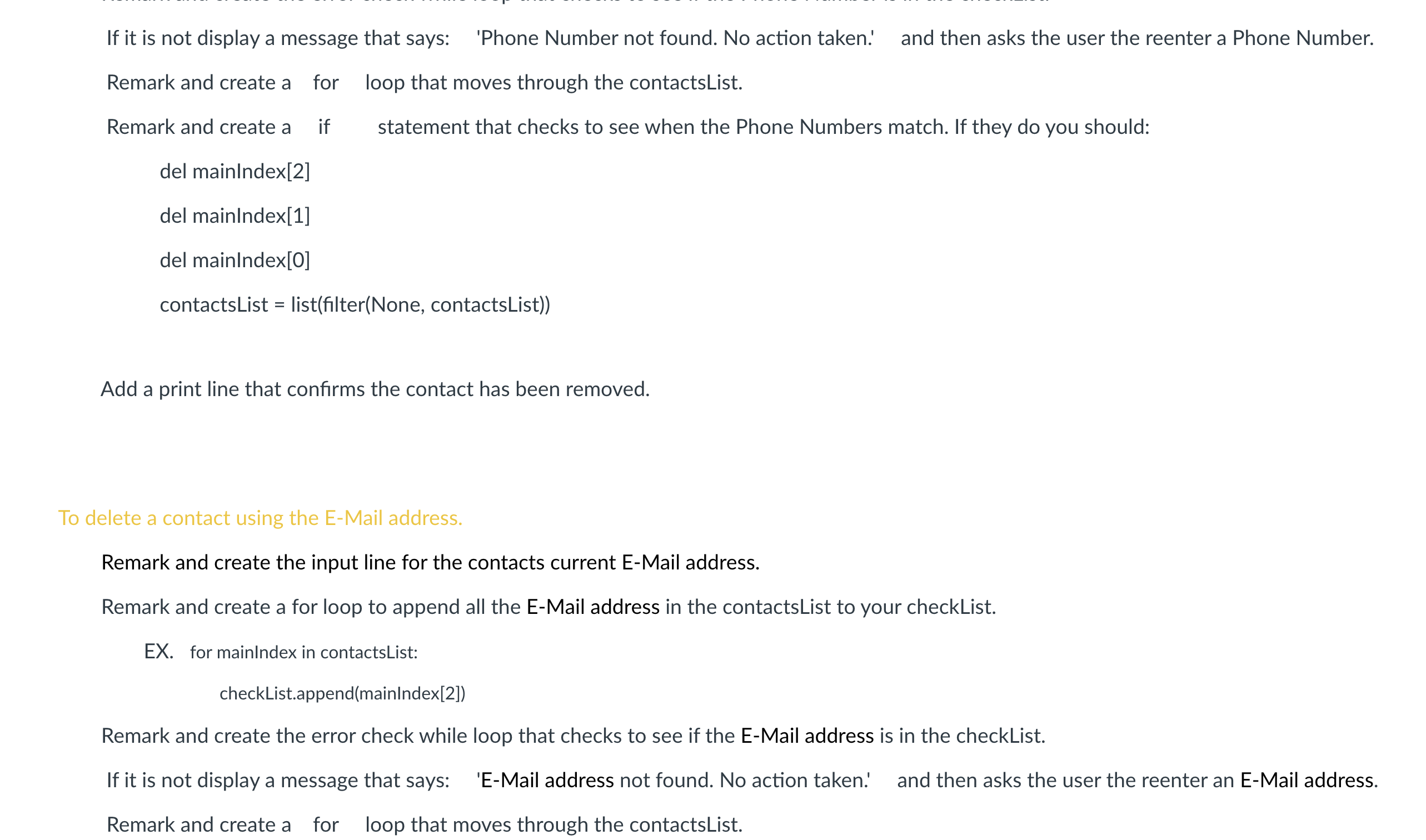 Solved We will create a Contact Manager Program. This | Chegg.com
