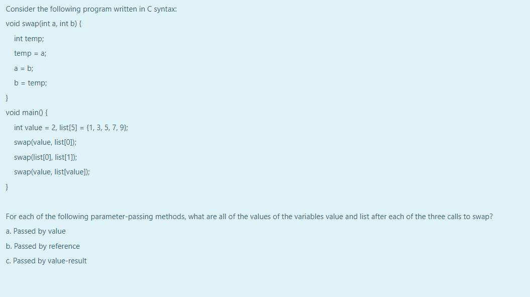 Solved Consider the following program written in C syntax: | Chegg.com