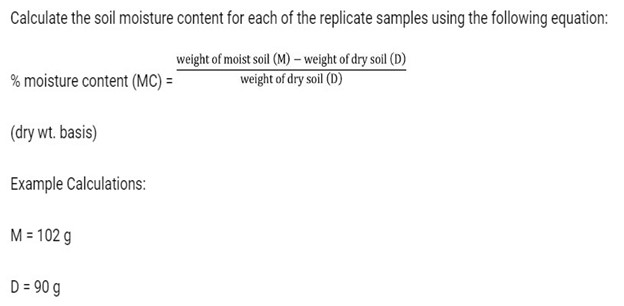 Solved Calculate the soil moisture content for each of the | Chegg.com