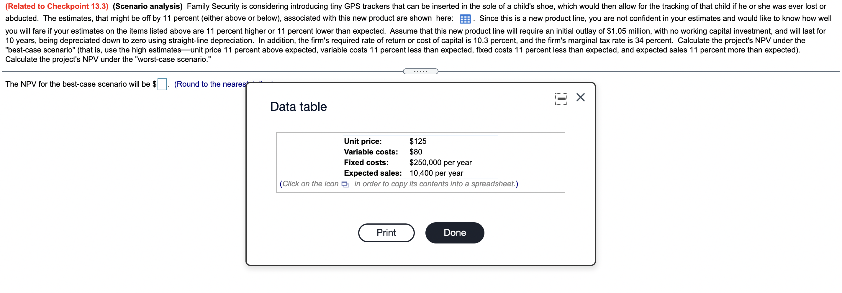 Solved (Related to Checkpoint 13.3) (Scenario analysis) | Chegg.com