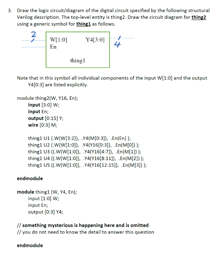 Solved 3. Draw the logic circuit/diagram of the digital | Chegg.com