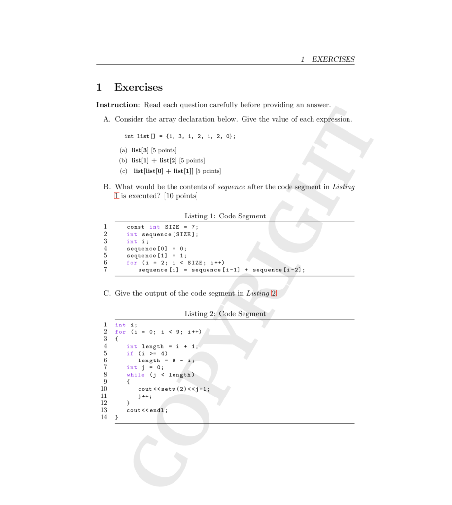 Solved F. Consider the code segment in ListingB5 Listing 5: | Chegg.com