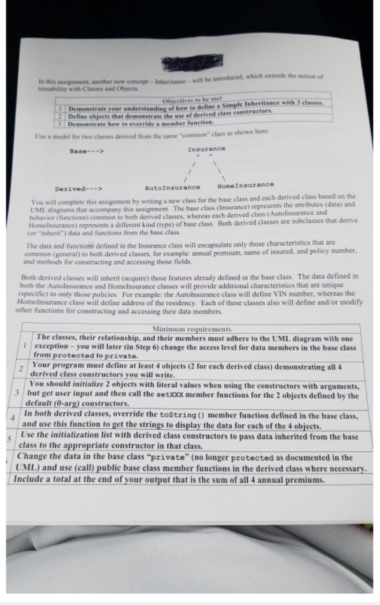 Solved In this assignment, another new concept- Inheritance | Chegg.com