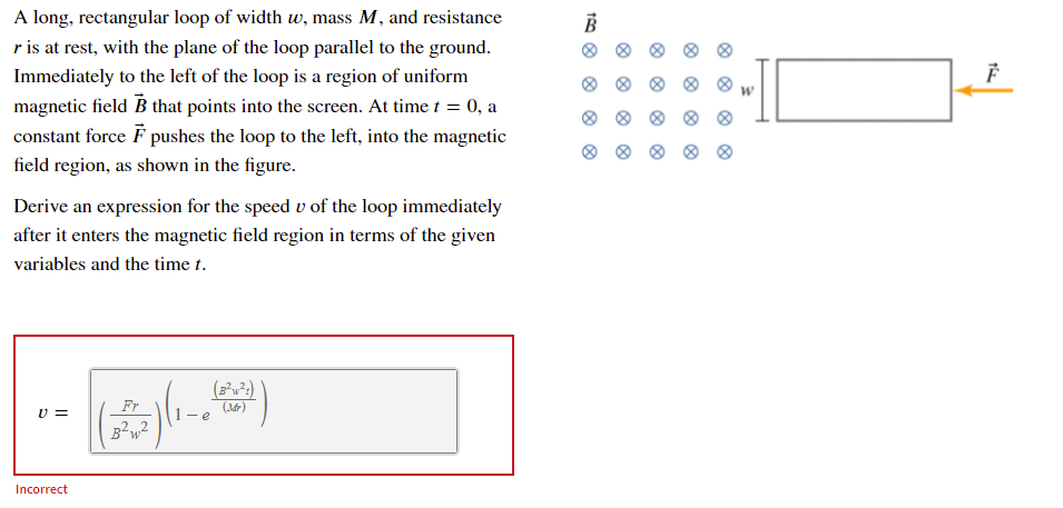 Solved A long, rectangular loop of width w, mass M, | Chegg.com