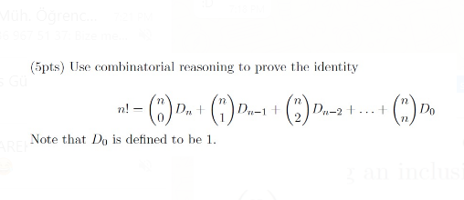Solved ettere (5pts) Use combinatorial reasoning to prove | Chegg.com