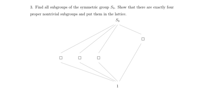 Solved 3 Find All Subgroups Of The Symmetric Group S3 Show