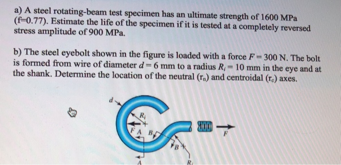 Solved a) A steel rotating-beam test specimen has an | Chegg.com