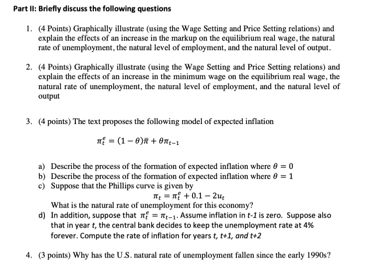 Solved Part II: Briefly discuss the following questions 1. | Chegg.com