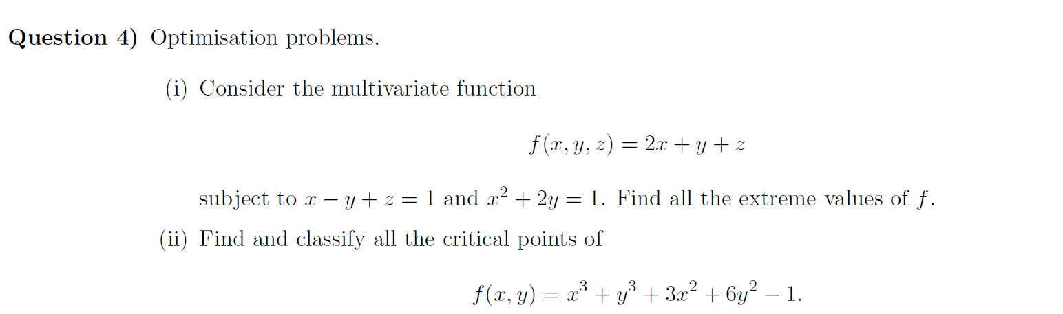 Solved (i) Consider the multivariate function | Chegg.com