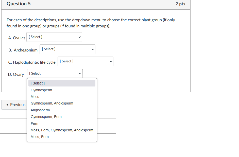 Solved For each of the descriptions, use the dropdown menu | Chegg.com