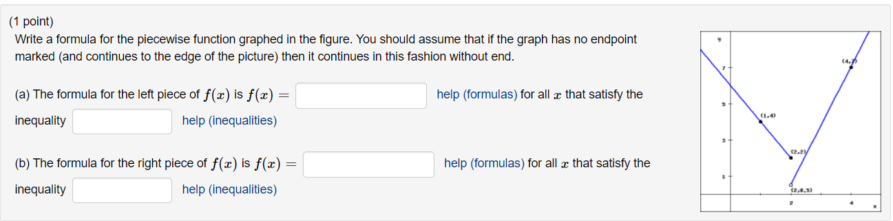 Solved (1 point) Write a formula for the piecewise function | Chegg.com