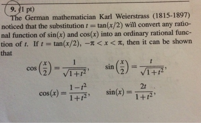 Solved 9。11 pt) e German mathematician Karl Weierstrass | Chegg.com