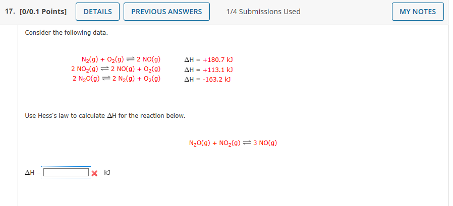 Solved Consider the following data. N2( g)2NO2( g)2 | Chegg.com