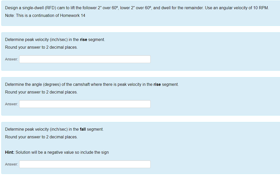 Solved Design a single-dwell (RFD) cam to lift the follower | Chegg.com