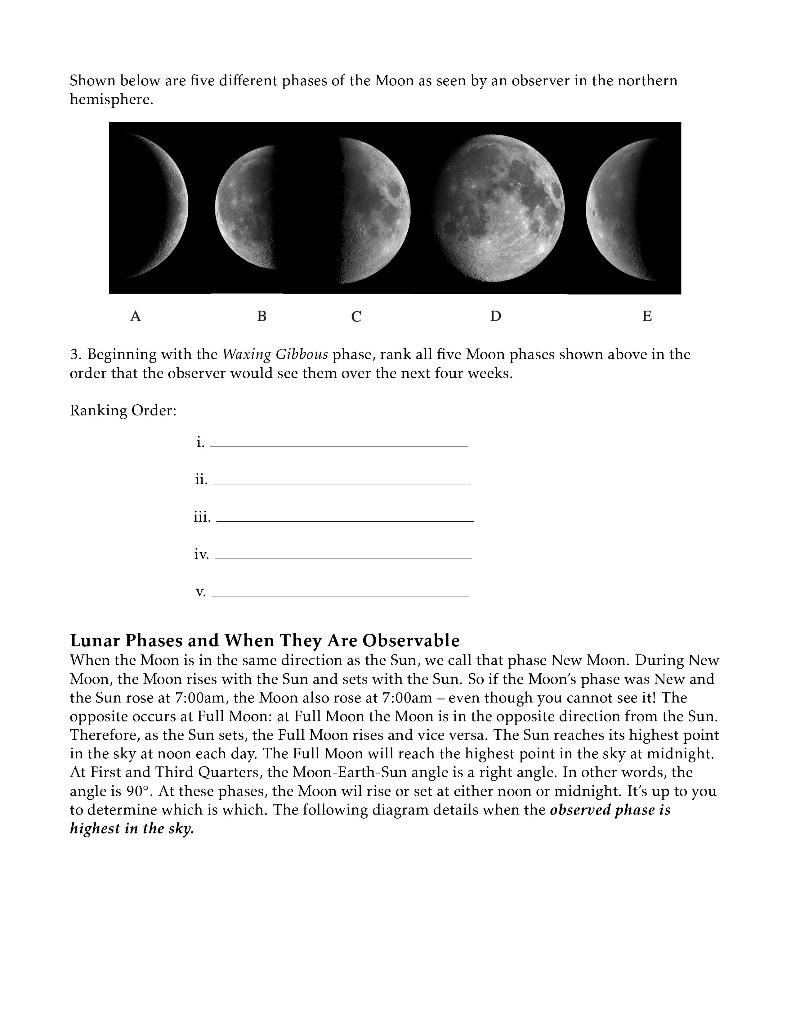 Astro 10 / Fall 2020 Lab 1 - The Phases of the Moon | Chegg.com