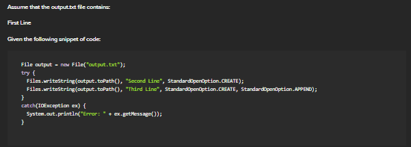 Solved Acsume that the outputbat file containe: First Line | Chegg.com