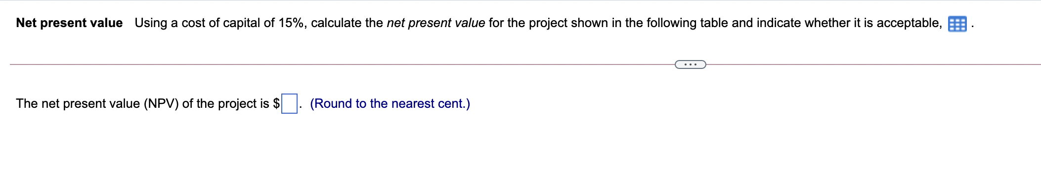Solved Net present value Using a cost of capital of 15%, | Chegg.com