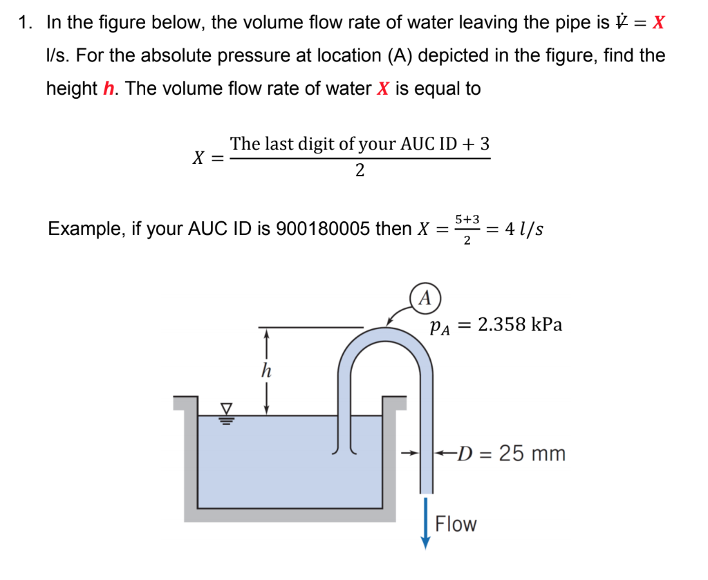 Solved 1. In the figure below, the volume flow rate of water | Chegg.com