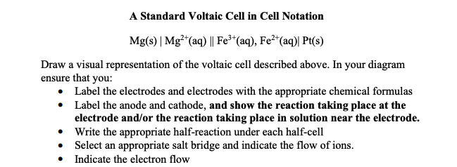 Solved A Standard Voltaic Cell in Cell Notation | Chegg.com
