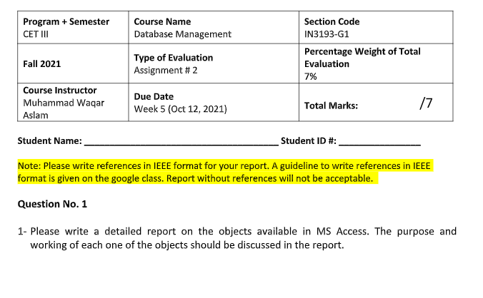 Program + Semester CET III Course Name Database | Chegg.com