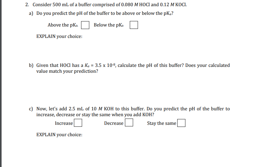 Solved 2. Consider 500 mL of a buffer comprised of 0.080 M | Chegg.com