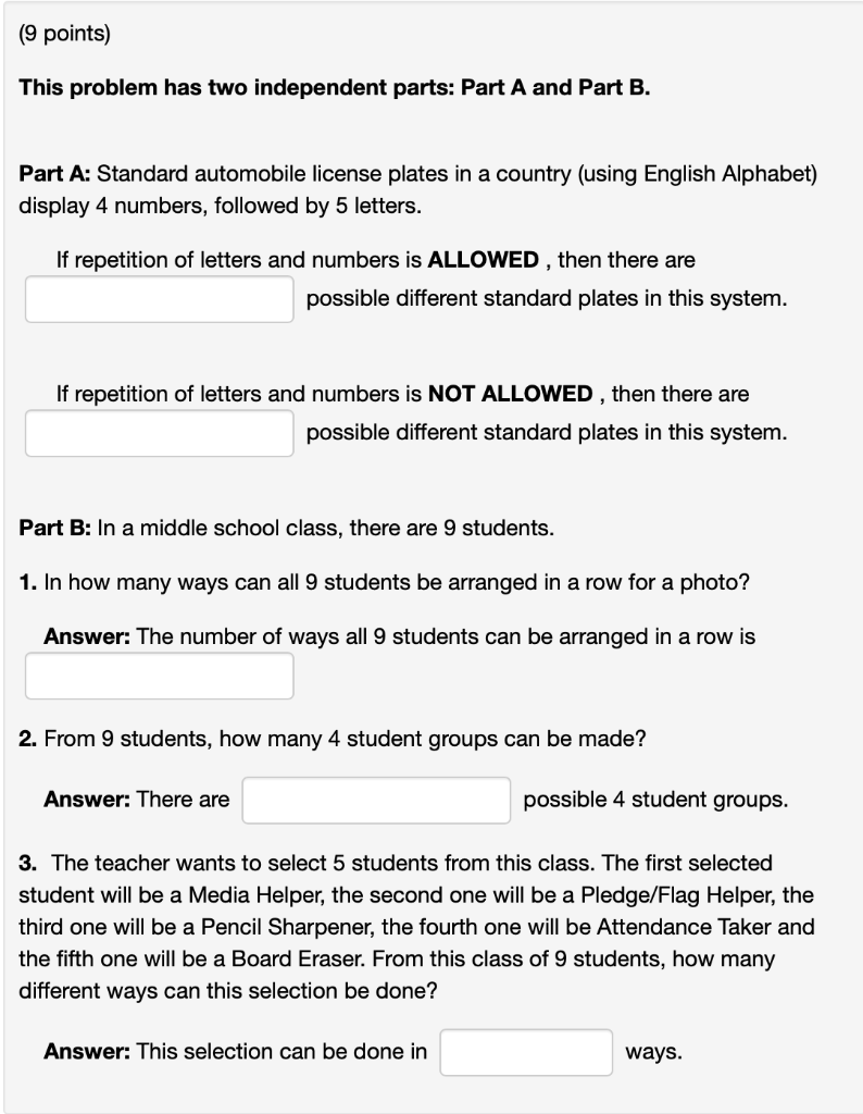Solved (9 points) This problem has two independent parts: | Chegg.com
