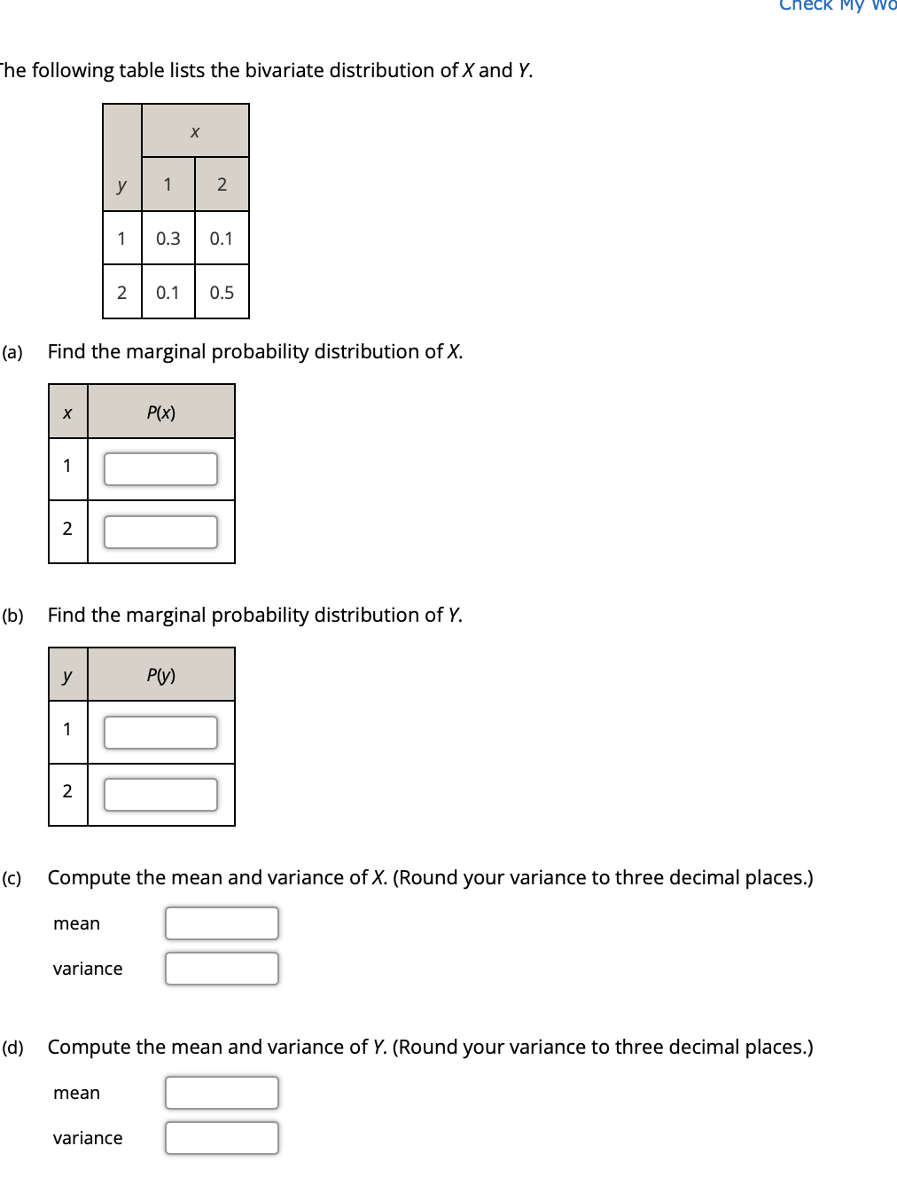 Solved he following table lists the bivariate distribution | Chegg.com