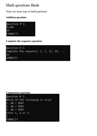 Solved Math questions Bank There are many type of math | Chegg.com